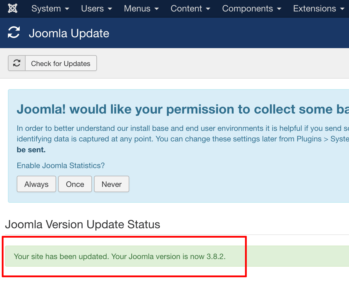 Upgrade Joomla 